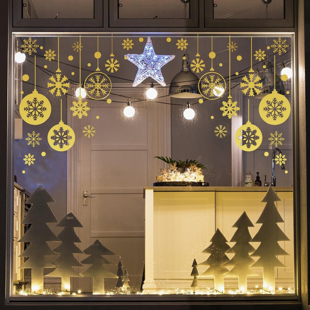 Christmas Window Decals, Winter Decals Commerce Window Display ...