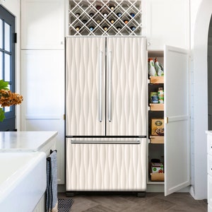 3D White Fridge Wrap Geometric Refrigerator Wrap Vinyl Side by Side Top ...