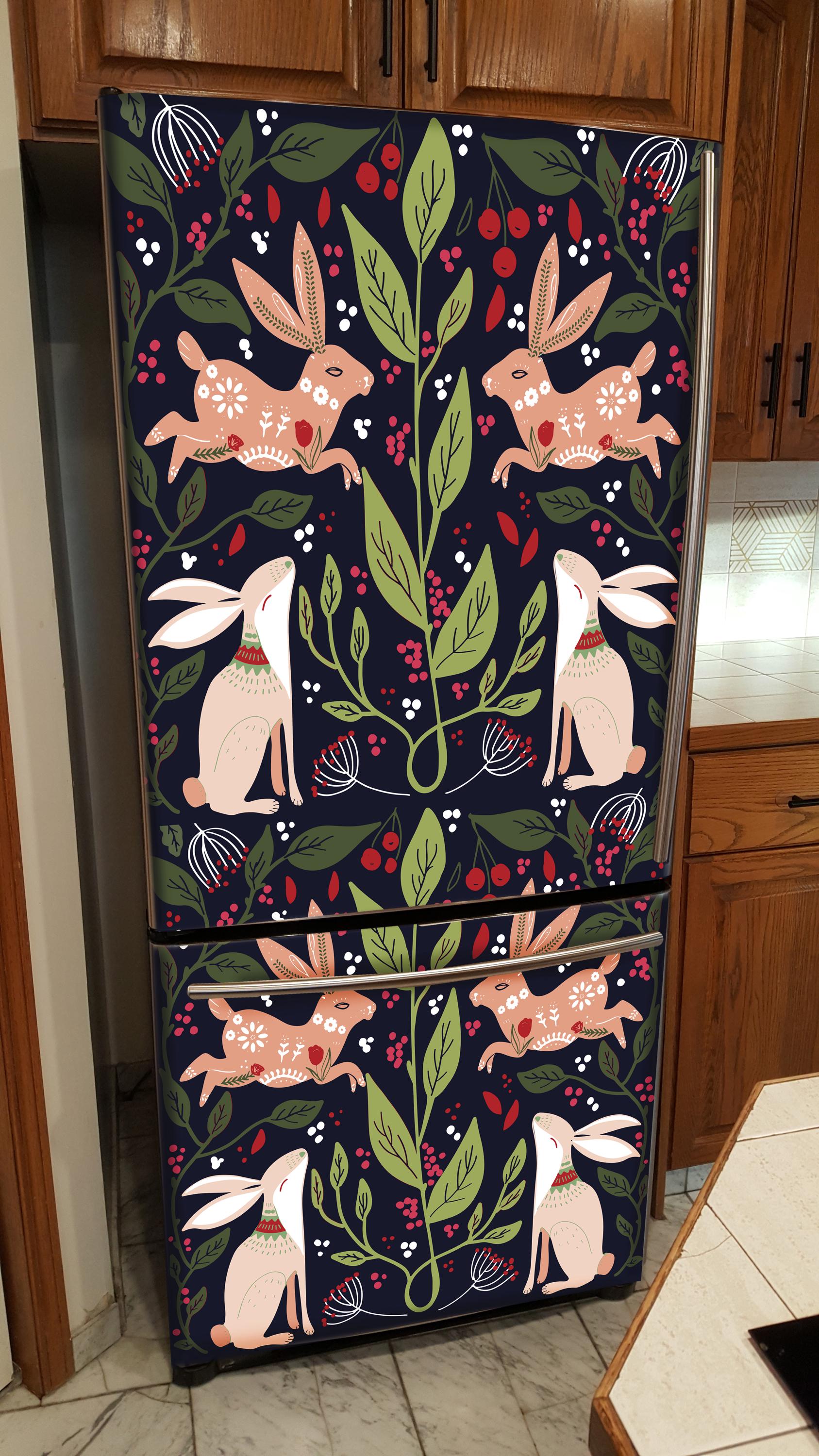 Fridge Wrap Rabbits, Refrigerator Wrap Vinyl, Fridge Decal French Door ...