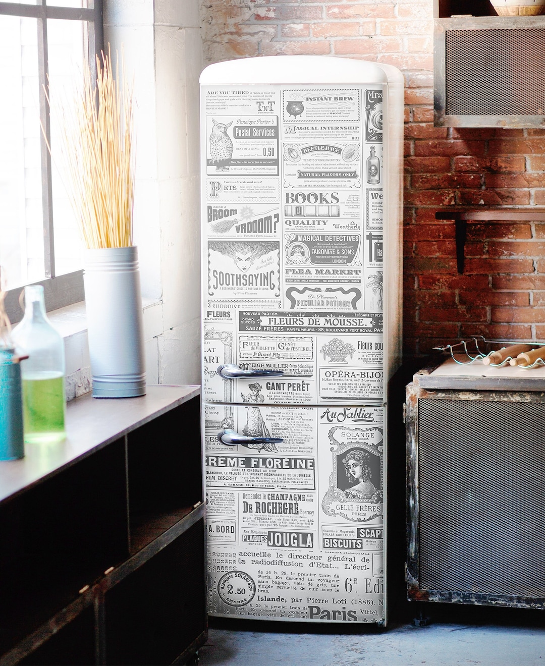 Retro Fridge Wrap Vintage Fridge Decals Vinyl Wrap Side by Side Old ...