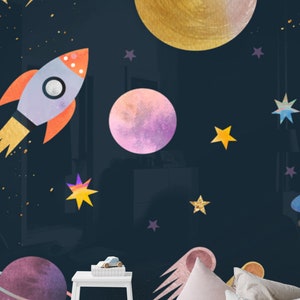Kids Space Wallpaper for Bedroom, Outer Space Wallpaper for Boys Room ...