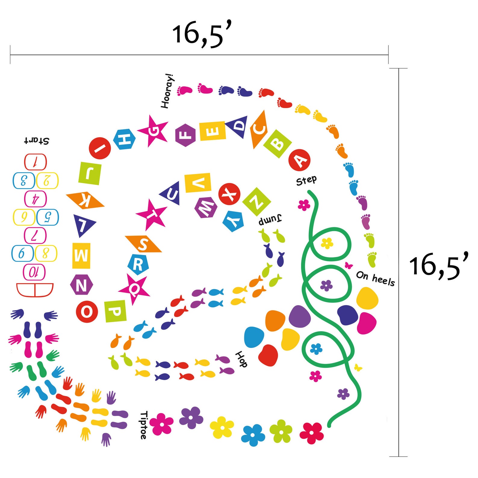 School Floor Sensory Path, Educational Floor Decal, ABC Decals Floor ...