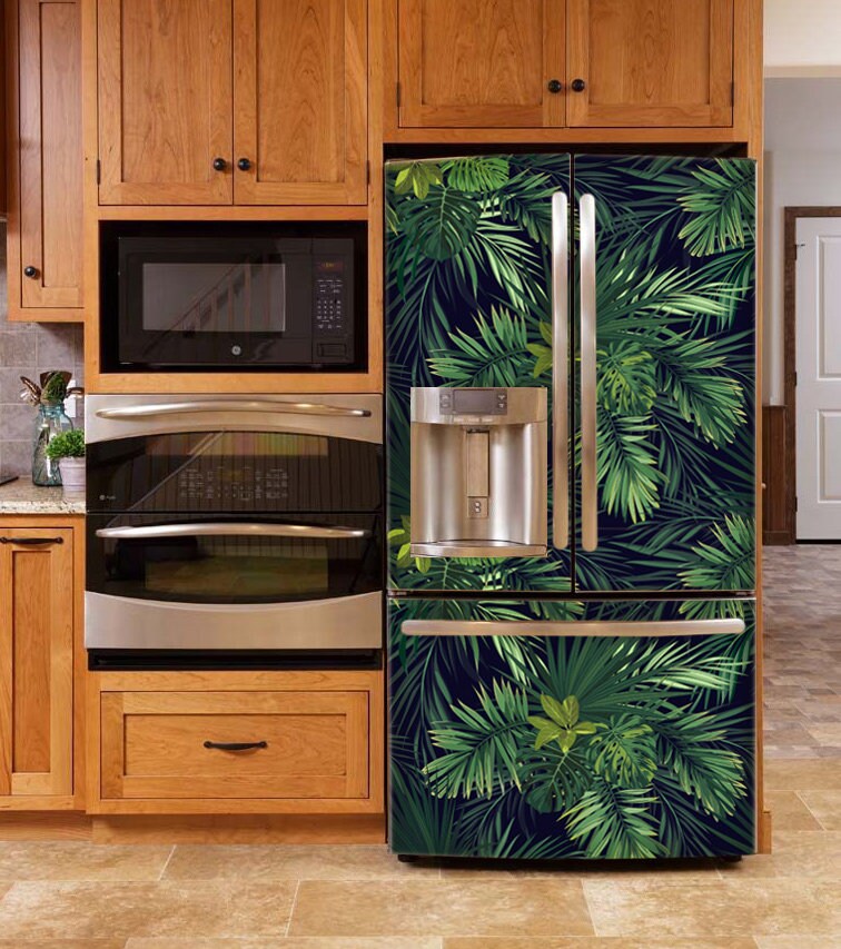 Fridge Wrap Tropical, Refrigerator Wrap Vinyl Side by Side, Fridge ...