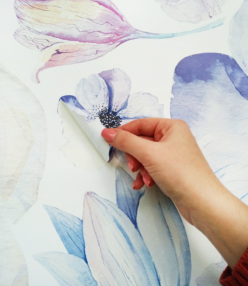 Purple Floral Wall Decals Peony Flower Wall Decals Nursery | Etsy