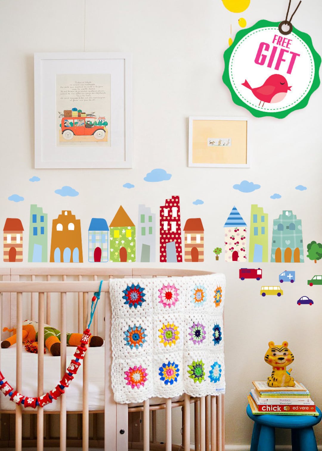 Town Wall Decal City Wall Decal Nursery Wall Decal Boy Room Decal Town ...