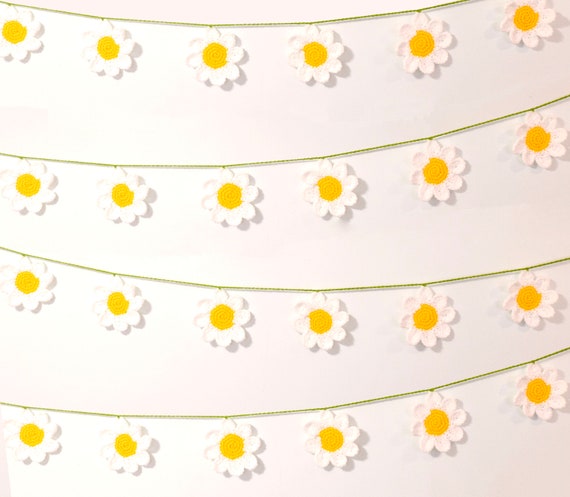 Daisy Chain Bunting Unique Gift Crochet Handmade Wall | Etsy