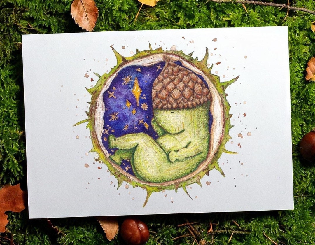 Woodland Theme Acorn Wall Art Print | Home Decor Nursery Art New Baby ...