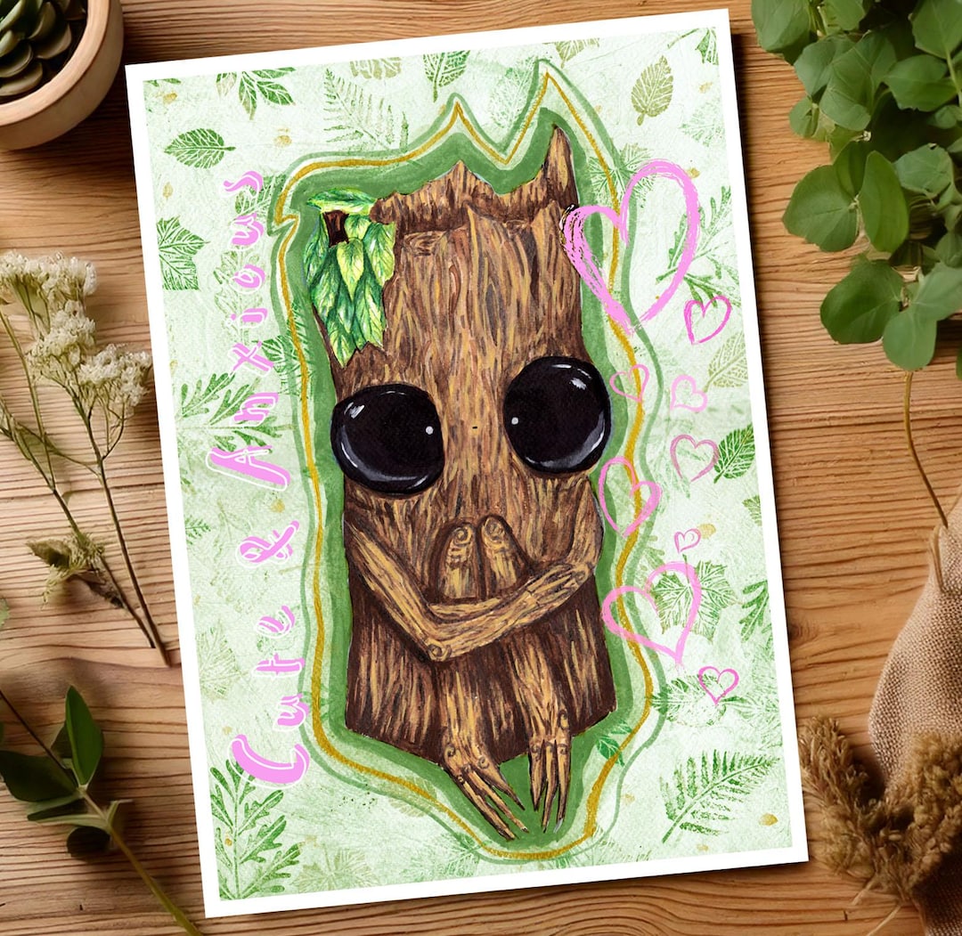 Cute Art Print - Mental Health Anxiety Gift | Whimsical Fantasy ...