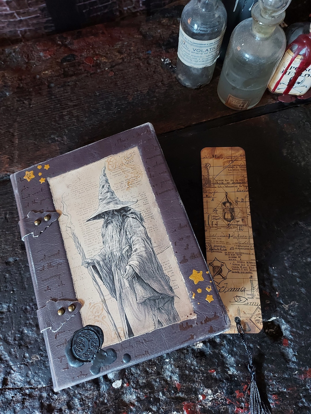 Wizard Leather Journal Rustic Spell Book or Tome - Etsy
