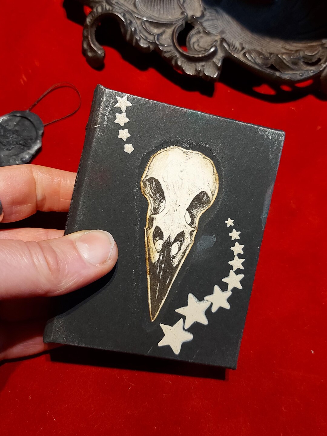 Raven Skull Mini Spell Book | Handmade Vegan Friendly Witch Gift | Crow ...