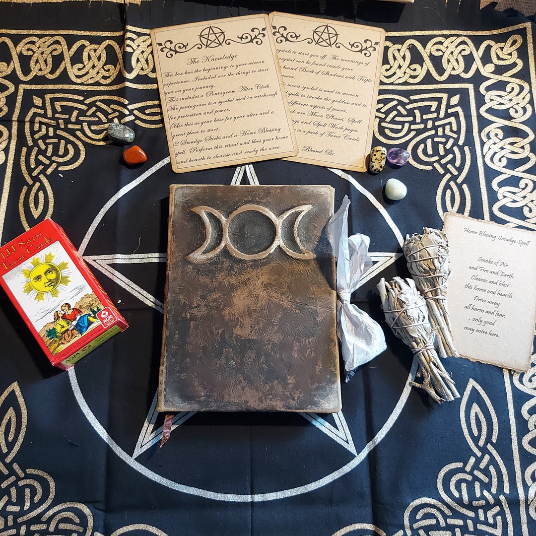 Book of Shadows & Tarot Cards, Alter Cloth, Smudge Sticks, Crystals ...