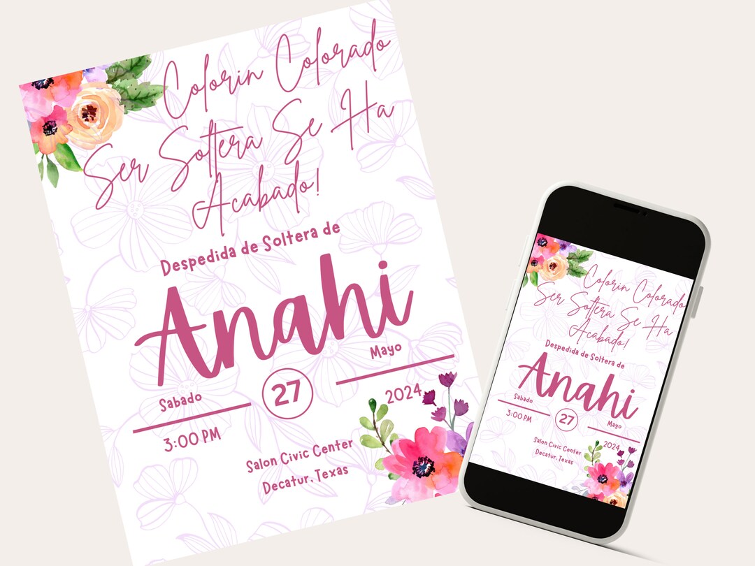 Bridal Shower Invitation, Despedida De Soltera, Bridal Shower Digital ...