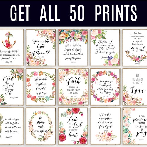 30 Bible Verse Prints Printable Wall Art Scripture Set Bible | Etsy