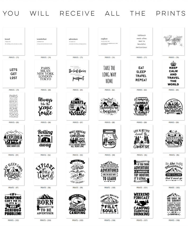 Travel Adventure Printable Set Inspirational Travel Print - Etsy