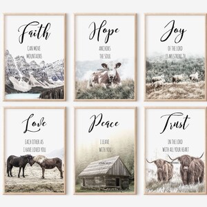 Farmhouse Bible Verse Prints, Christian Wall Art, Bible Verses Wall Art ...