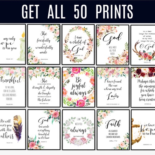 30 Bible Verse Printable Set Christian Wall Art Bundle Bible | Etsy