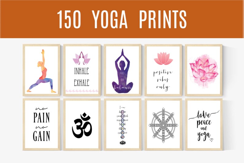 Yoga Printable Set Yoga Room Decor Yoga Wall Art Yoga | Etsy