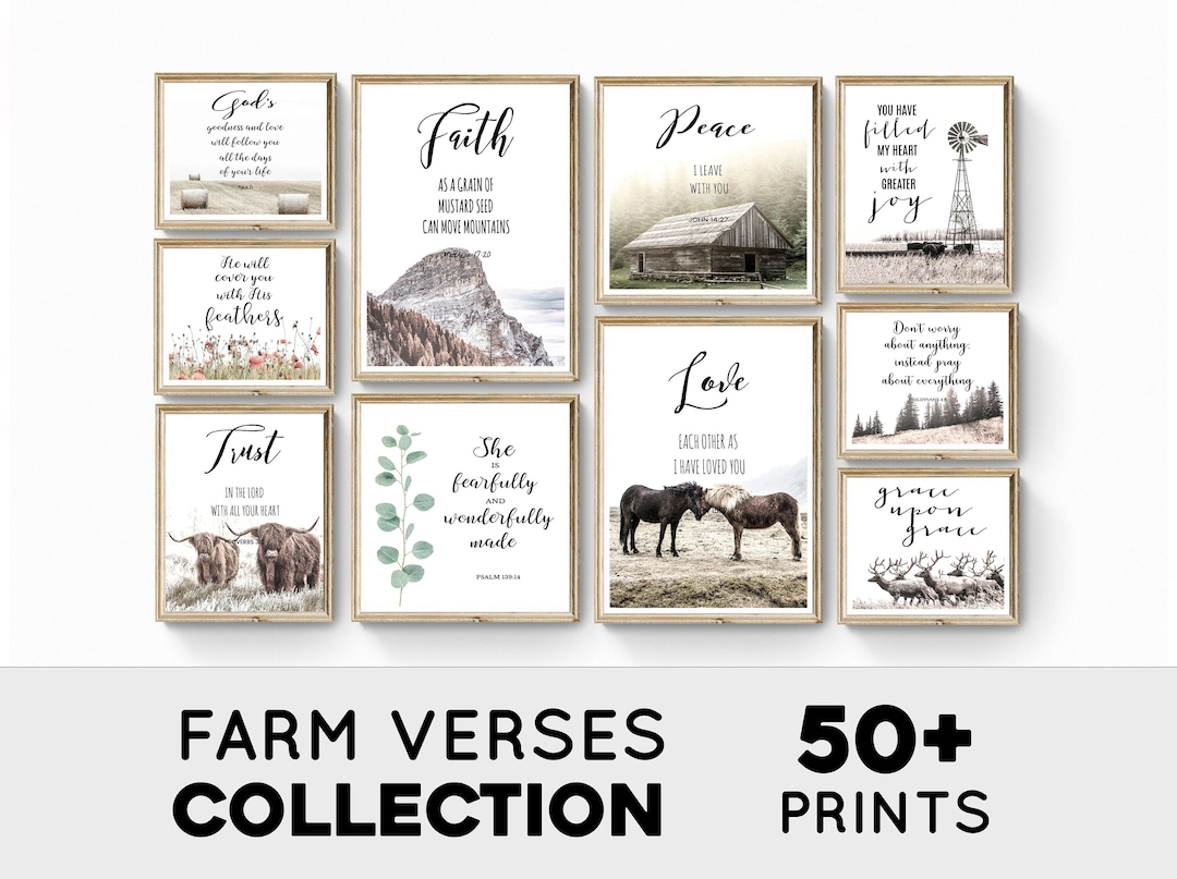 Farmhouse Bible Verse Prints, Christian Wall Art, Bible Verses Wall Art ...
