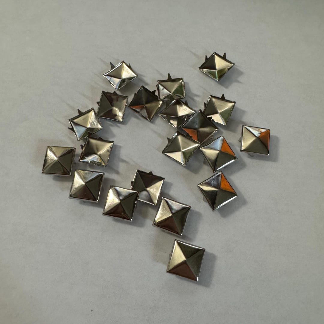 12MM Silver Metal Spikes | Square Stud Rivets | Punk Rock Goth Leather ...