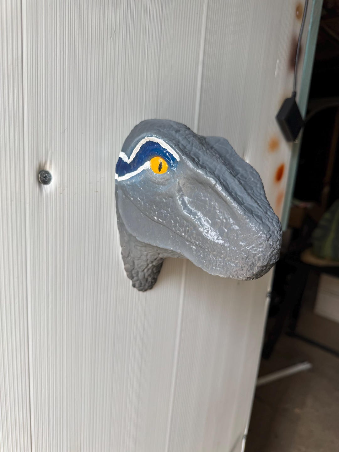 3D Printed Raptor Head Wall Mount – Hand-painted "blue" From Jurassic ...