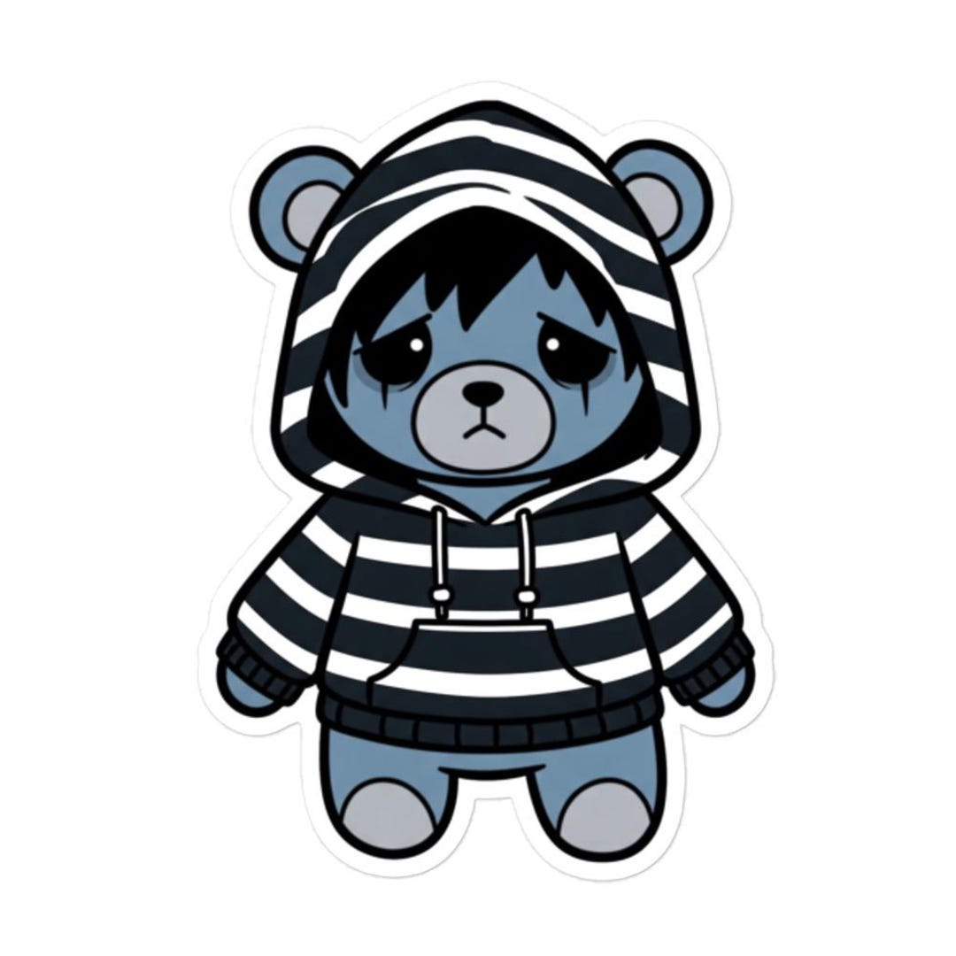 Emo Teddy Bear Sticker – Sadcore Gothic Aesthetic Vinyl Decal – Kiss ...