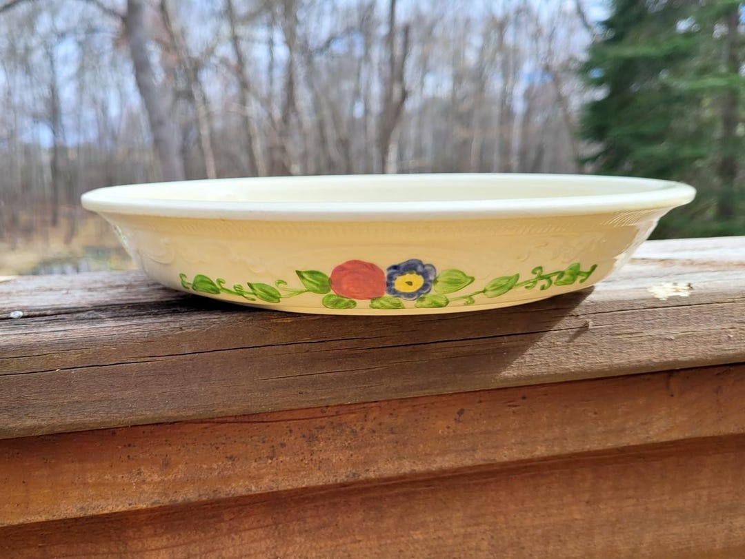 Vintage Homer Laughlin Oven Serve 10.5 Inch Stoneware Pie Plate Cream ...