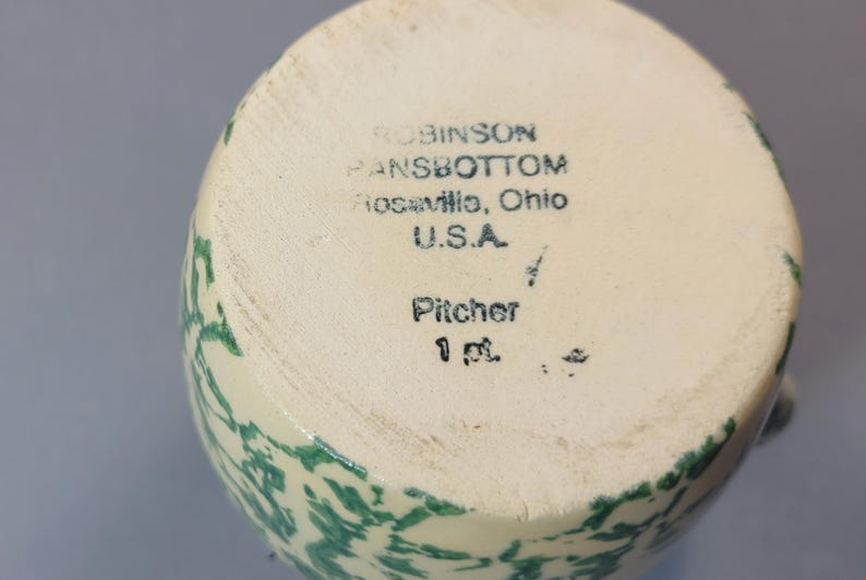 Robinson Ransbottom Green and White Spongeware Stoneware Roseville Ohio ...