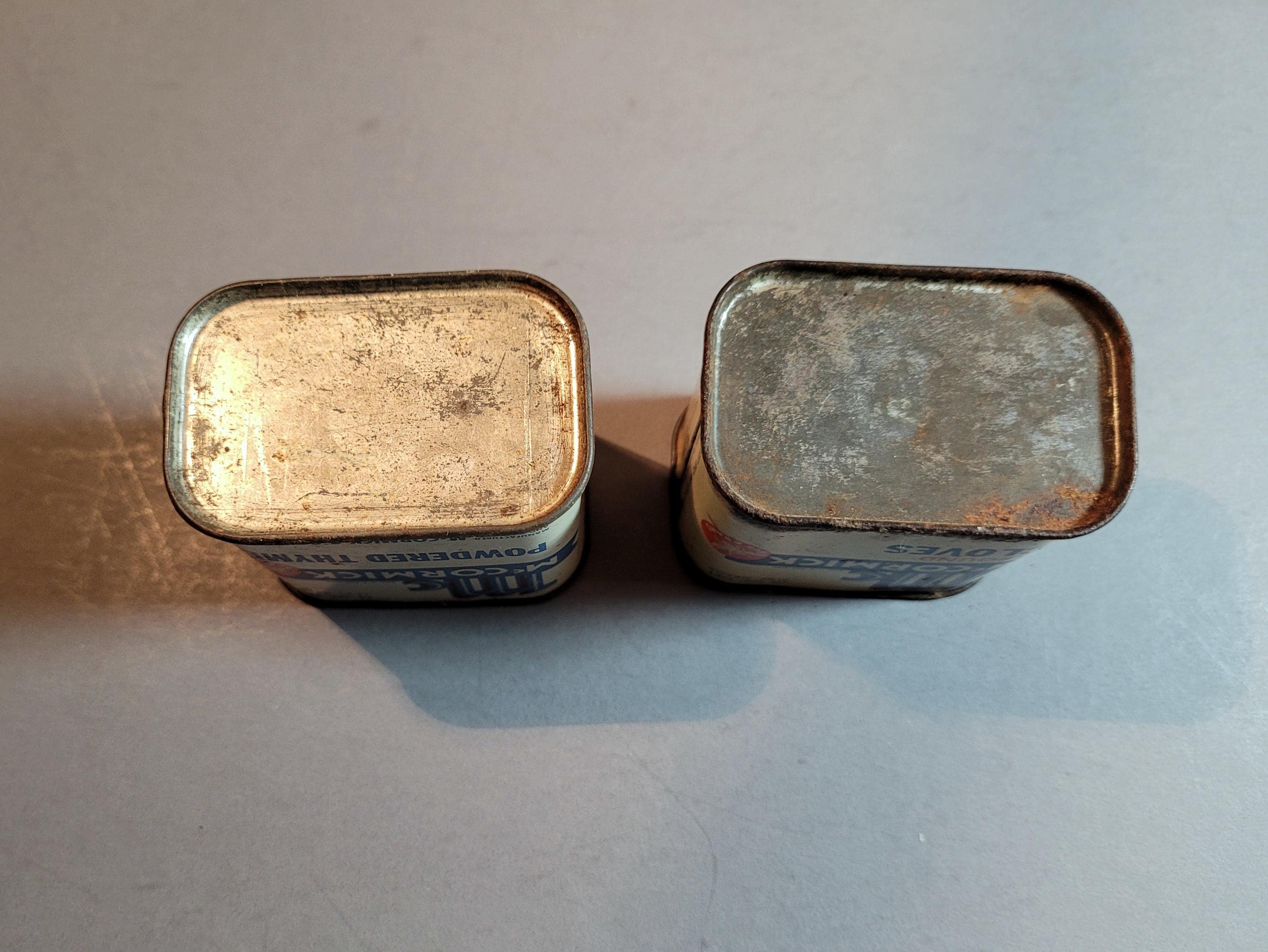 Vintage Mccormick Metal Spice Tins, Blue and White Label With Big MC ...