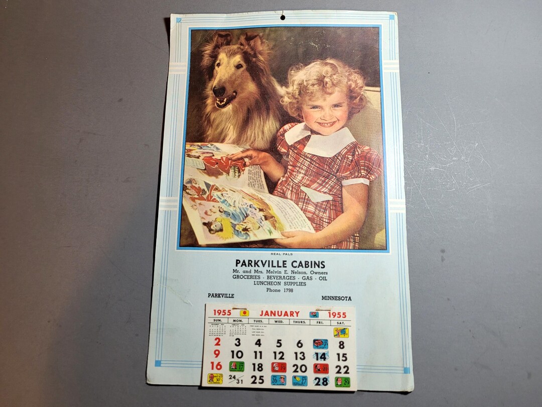 Wall Hanger Paper Calendar 1955 Advertising Parkville Minnesota Cabins ...