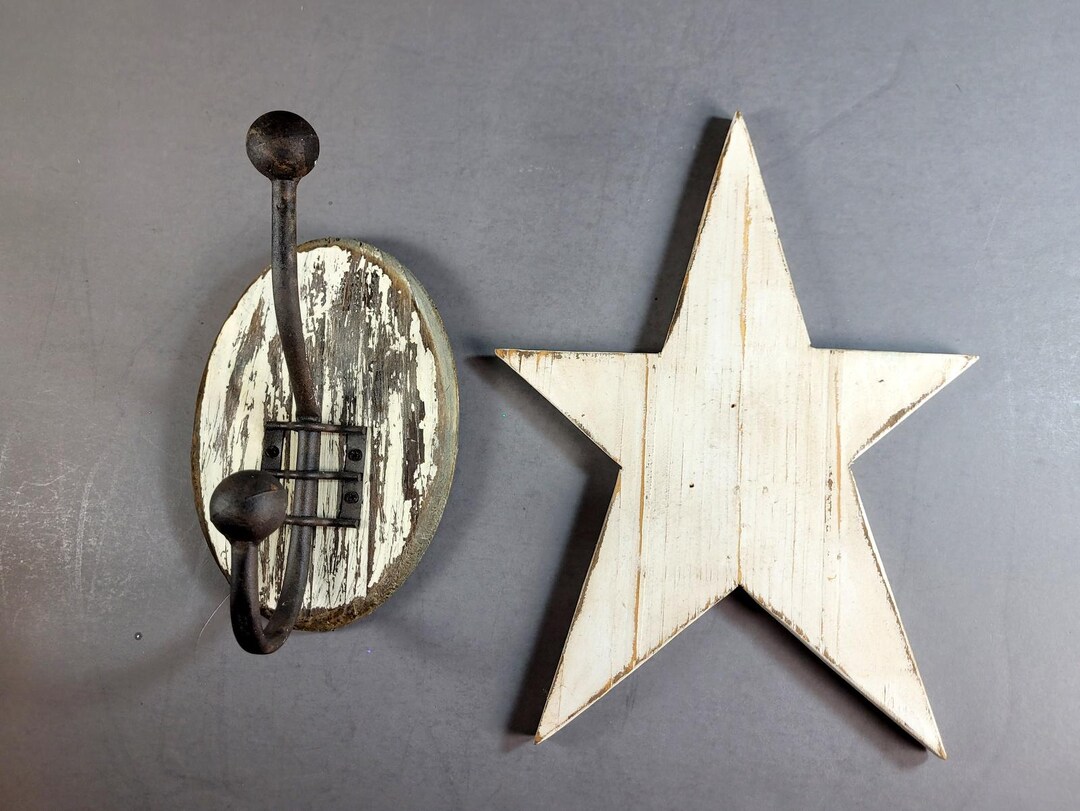 Rustic Coat Hanger and Wooden Star - Etsy
