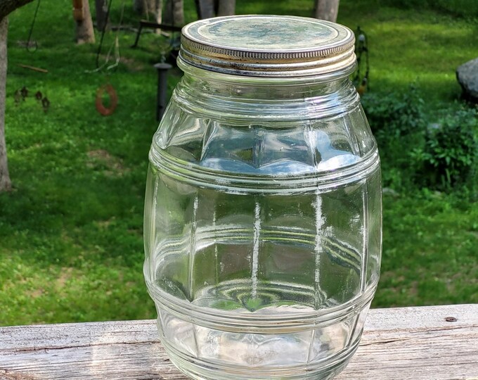 Vintage Hazel Atlas Pickle Jar With Metal Lid, One Gallon Clear Glass ...