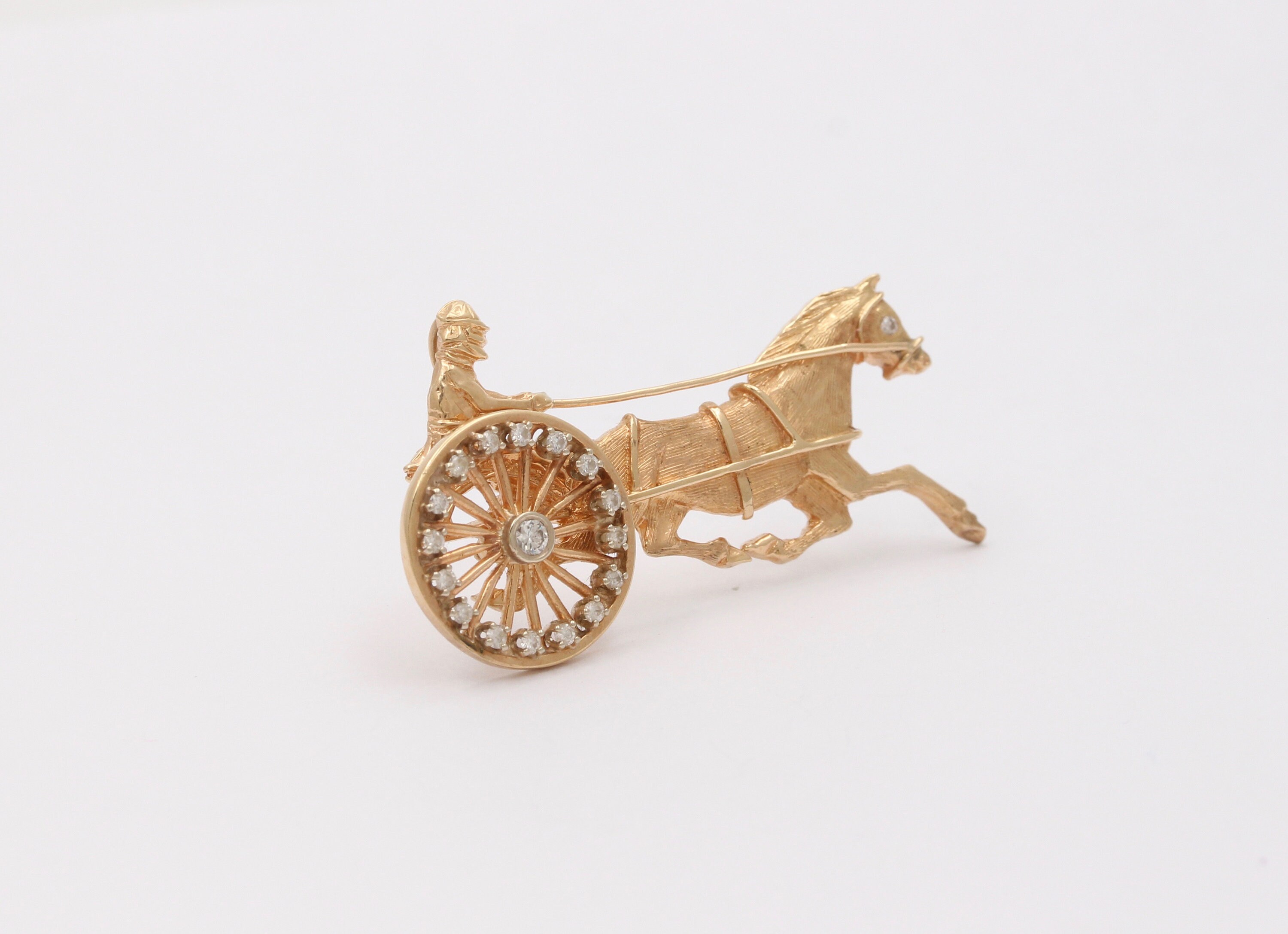 Vintage 14K Gold and Diamond Horse and Carriage Chariot - Etsy
