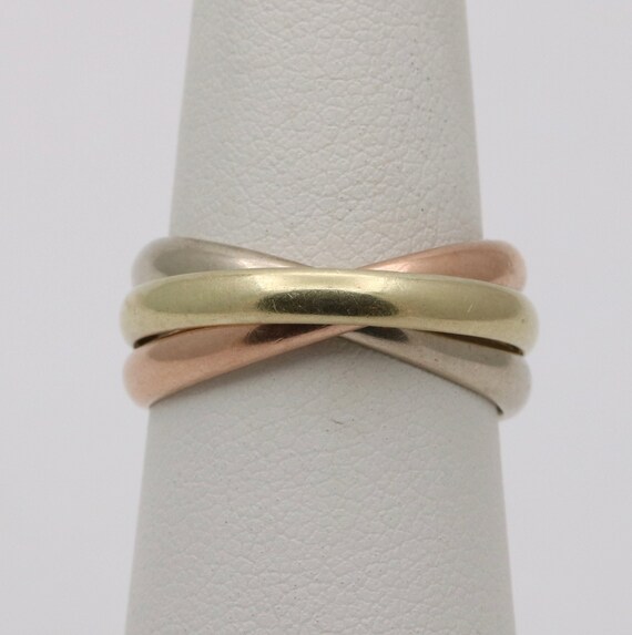 Vintage 14K Tricolor Gold Rolling Ring, Trinity Band … - Gem