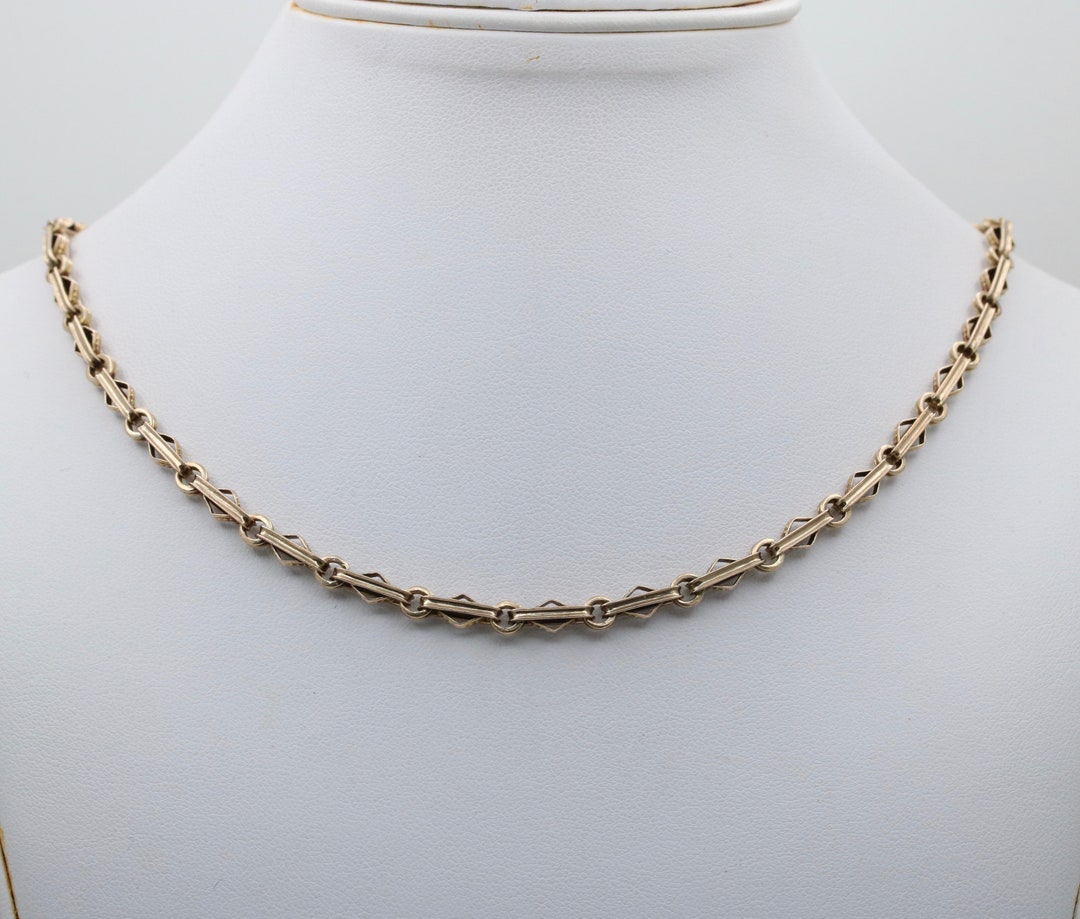 Victorian Diamond Shaped Link 10K Gold Chain, 17.5” Long - Etsy