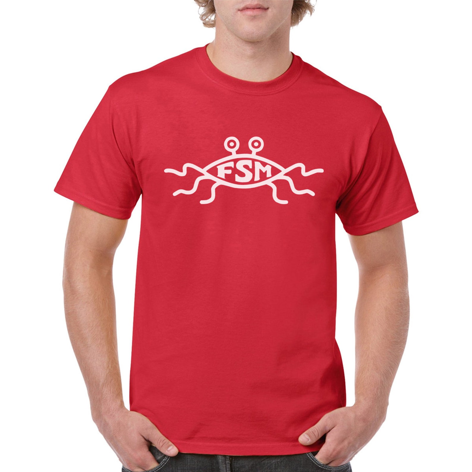 FSM Flying Spaghetti Monster Men's Cotton Crew Neck | Etsy