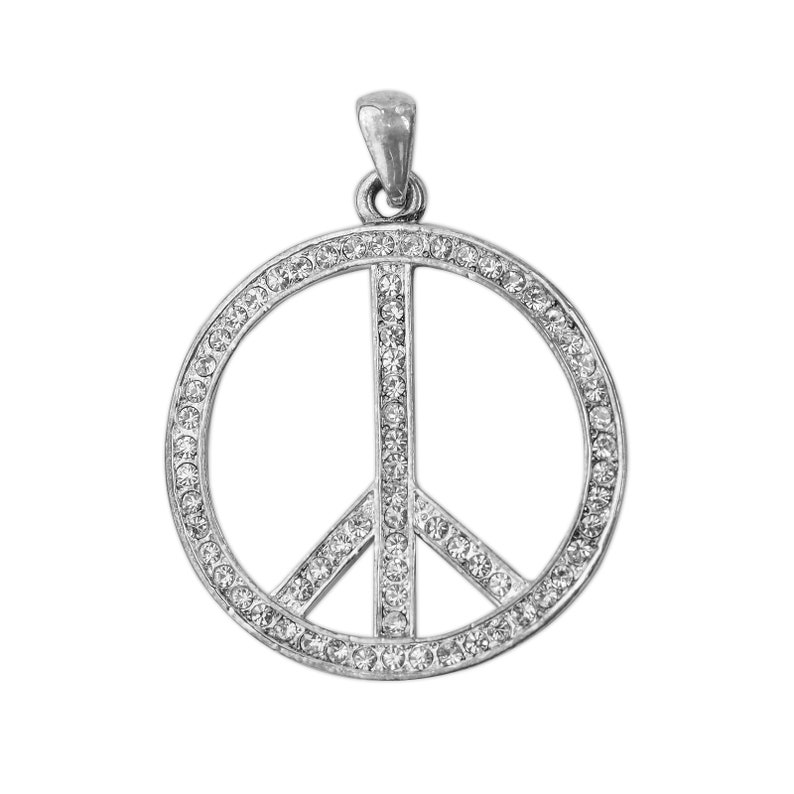 Peace Sign With Rhinestones Pendant 1 3/4 Diameter | Etsy