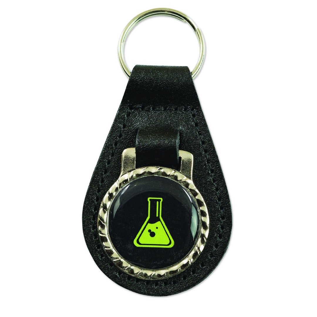 Chemistry Beaker Leather Key Chain Fob black3 Tall EF-ACC-K-00015 - Etsy