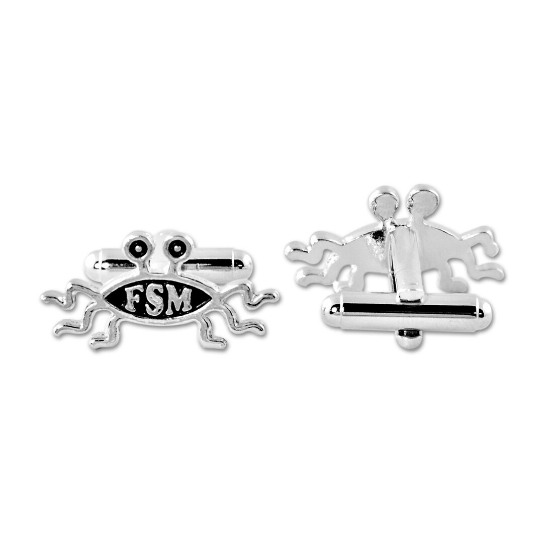 FSM Flying Spaghetti Monster Cufflinks silver1 Wide EF-JWL-C-00002 - Etsy