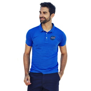 NASA Space Symbol Embroidered Men's 5 Oz. Blend-tek Polo Ef-eap-mp ...