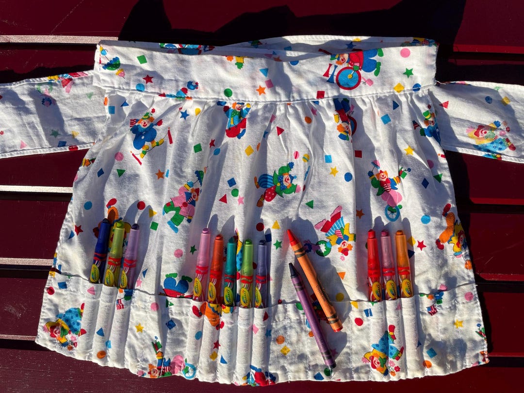 1960s Childrens Handmade Crayon Apron Clown Print - Etsy