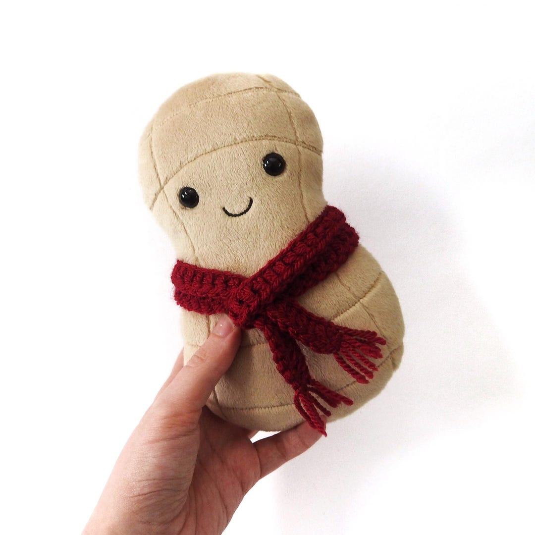Peanut With Winter Scarf Plush Toy - Nut Plushie - Cosy Play Food - Etsy
