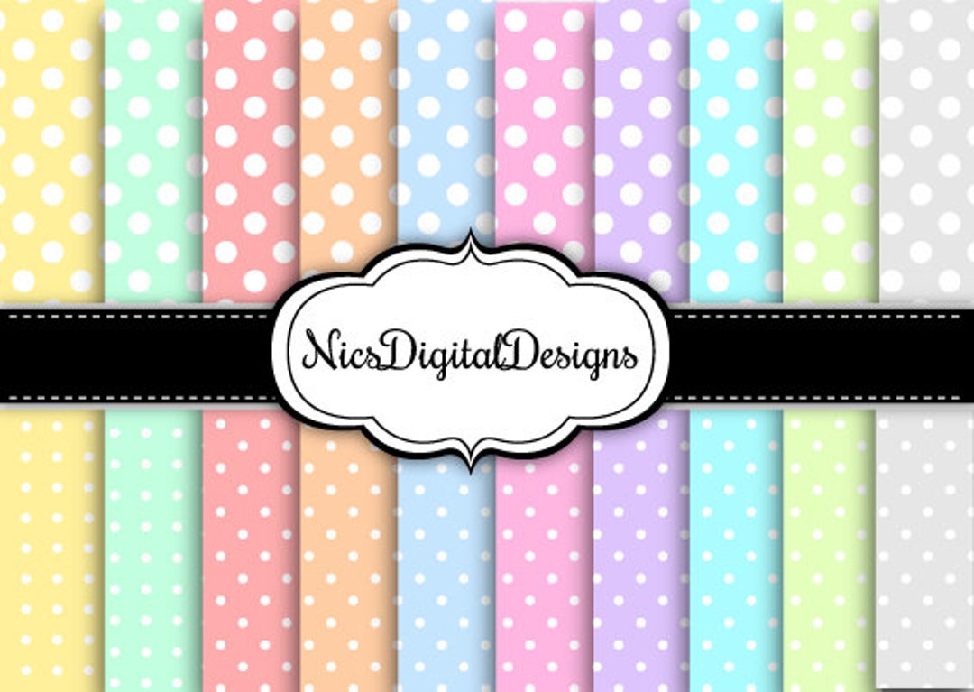 20 Digital Papers. Polka Dots in Pastel Colours 1B No 2 for Personal ...