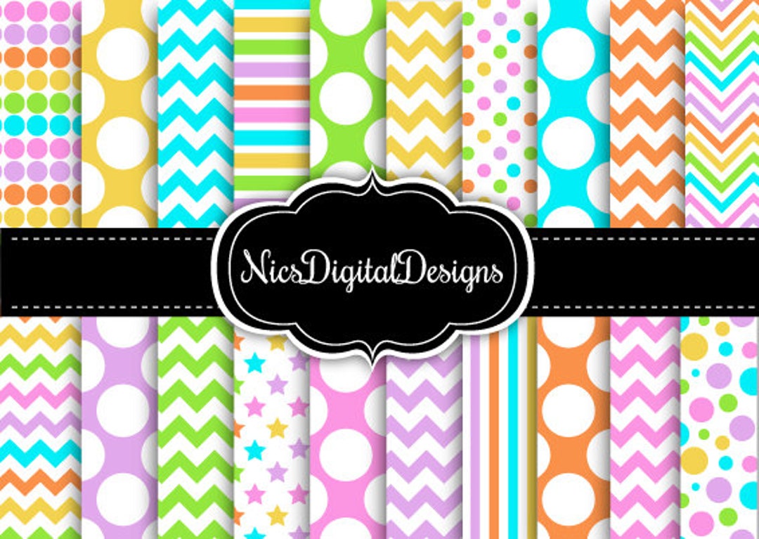 20 Digital Papers. 6 Tone Patterns in Pretty Colours 4 10 No 4 for ...