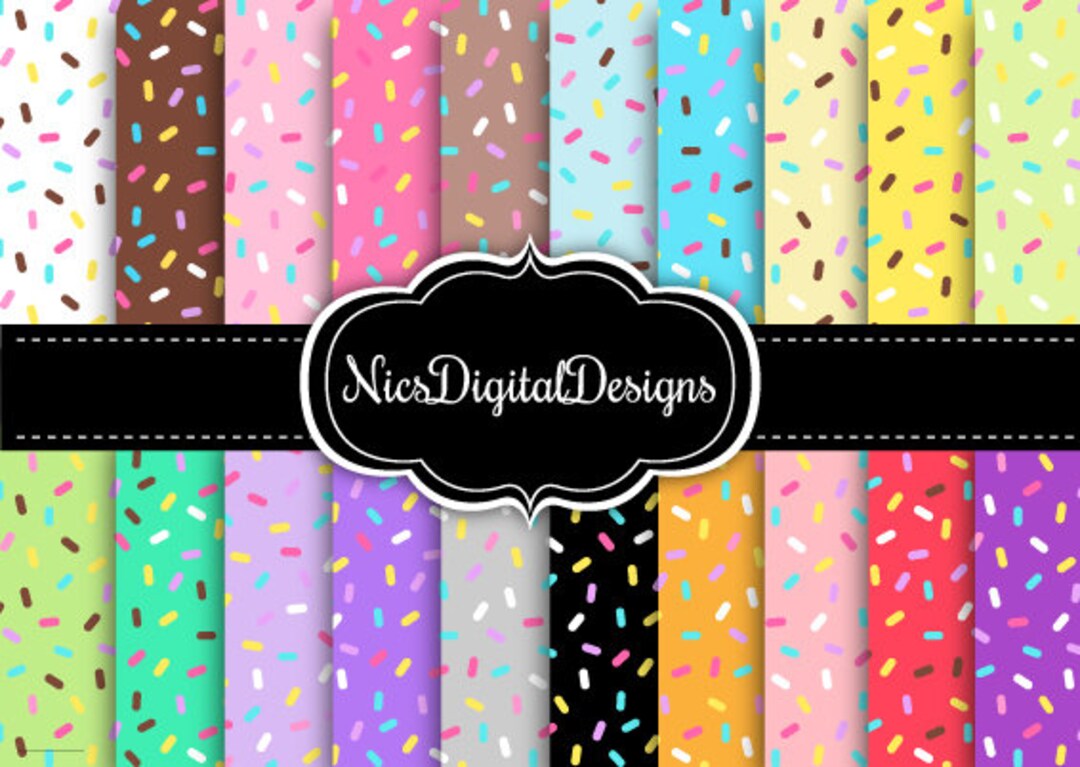 20 Digital Papers. Sprinkles in Pretty Colours 7 No 3 for Personal Use ...