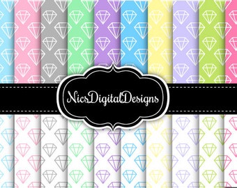 20 Digital Papers. Small Chevron in Seasonal Colours 1F No 4 for ...