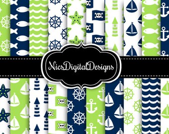 Navy Green Nautical | Etsy