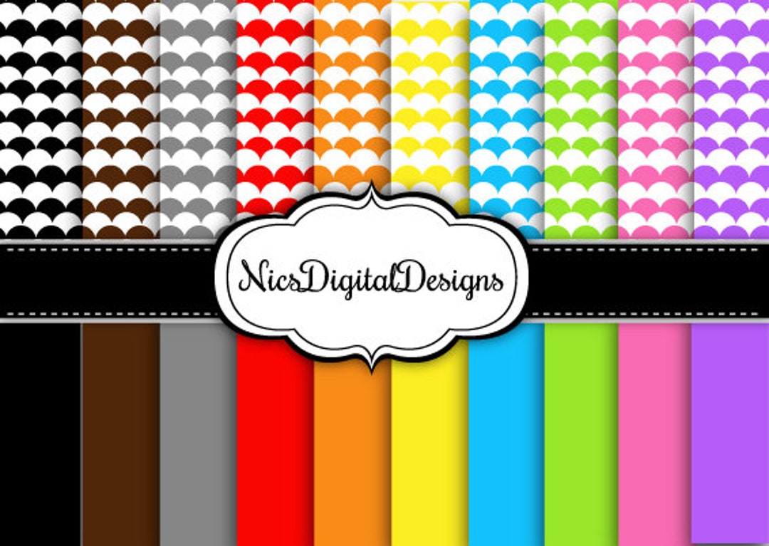 20 Digital Papers. Waves and Solids in Pretty Rainbow Colours 1D No 1 ...