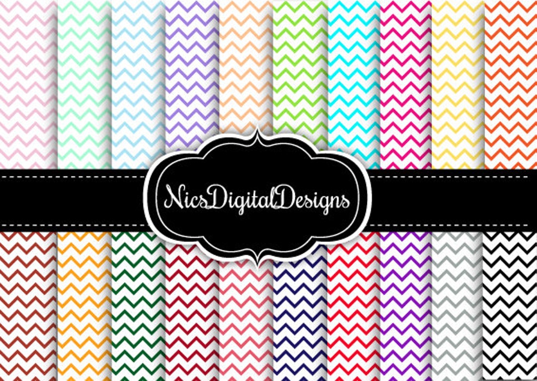 20 Digital Papers. Small Chevron in Seasonal Colours 1F No 4 for ...
