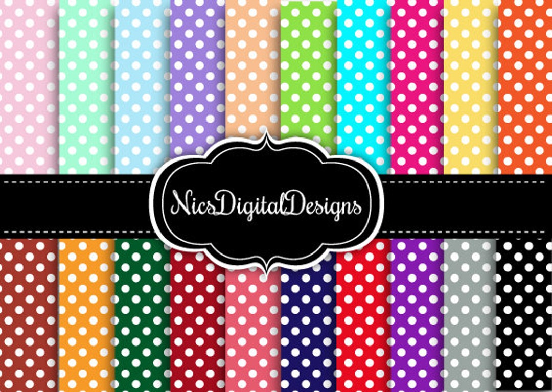 20 Digital Papers. Small Polka Dots in Seasonal Colours 1D No 5 for ...