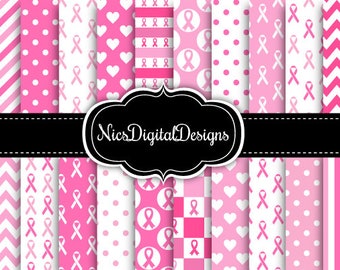 Breast Cancer Digital Paper Patterns Commercial Use - Etsy